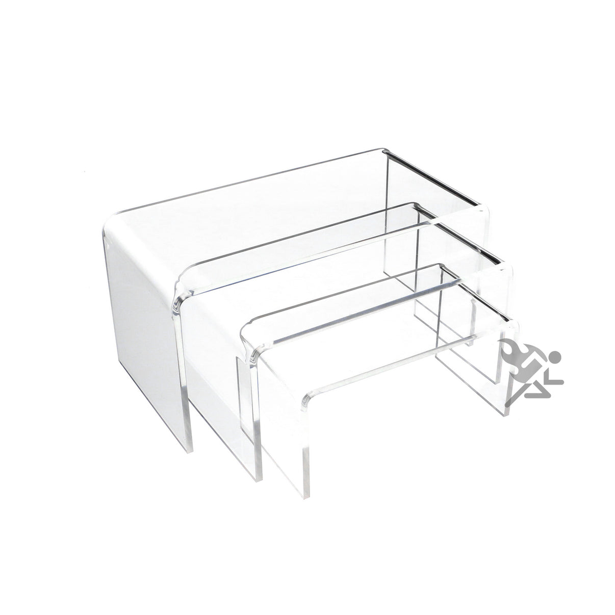 Clear Acrylic 1/8" Short Rectangle Riser 3 Piece Set Display Stands ...